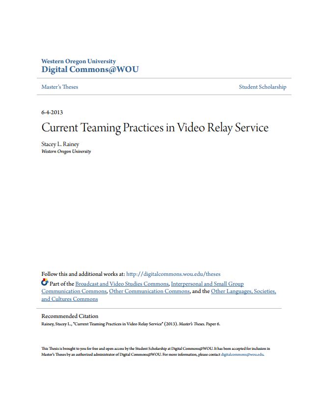 Current Teaming Practices in Video Relay Service – StreetLeverage