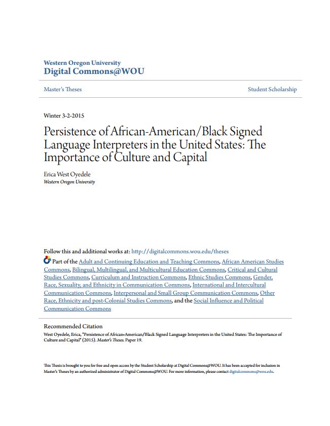 Persistence of African-American/Black Signed Language Interpreters in ...
